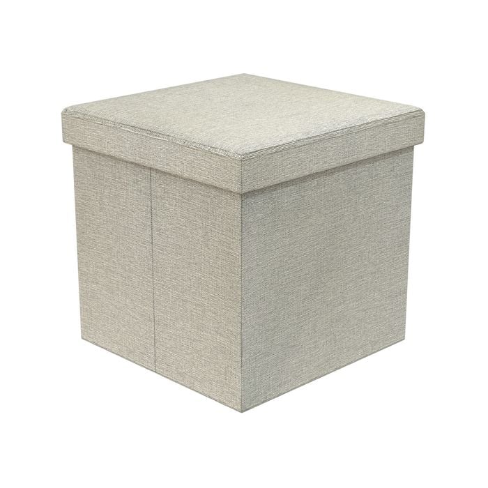 Flexi Storage Living 380 x 380 x 380mm Soft Grey Linen Square Storage Ottoman Bunnings Australia