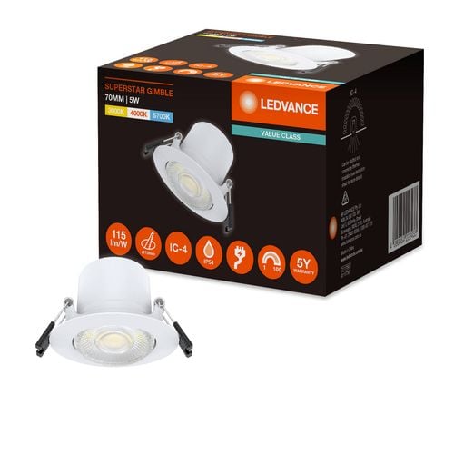 Ledvance Downlight Gimble LED 70mm White Tri-Colour 5W - Bunnings Australia