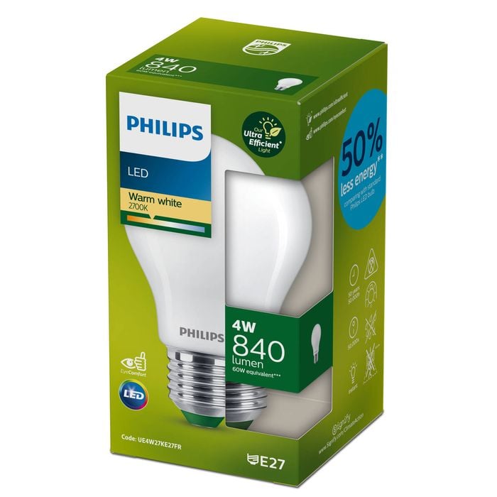 Philips A60 E27 LED 840Lm Warm White 4W Ultra Efficient Globe - Bunnings Australia