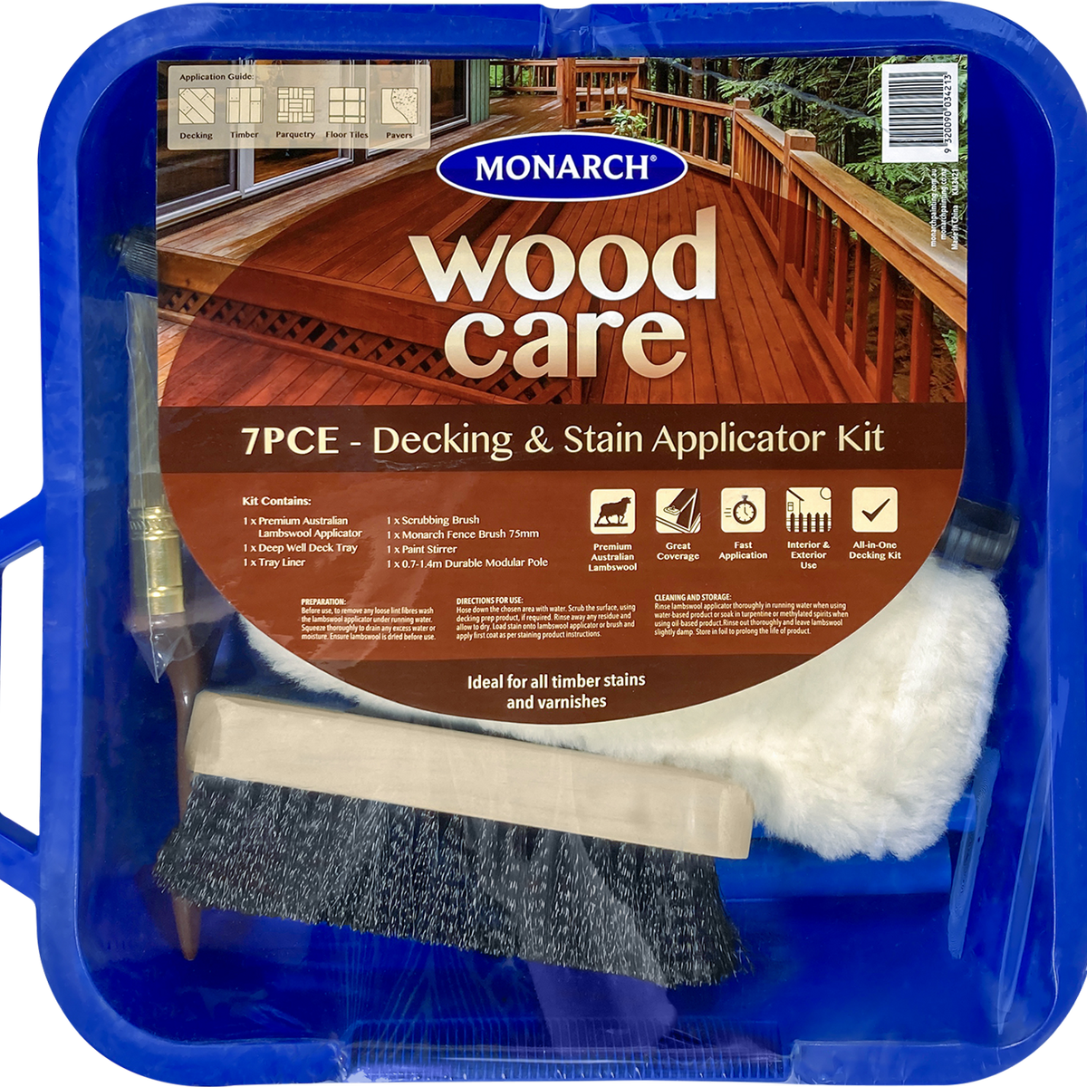 Monarch 7 Piece Woodcare Decking And Stain Applicator Kit - Bunnings ...