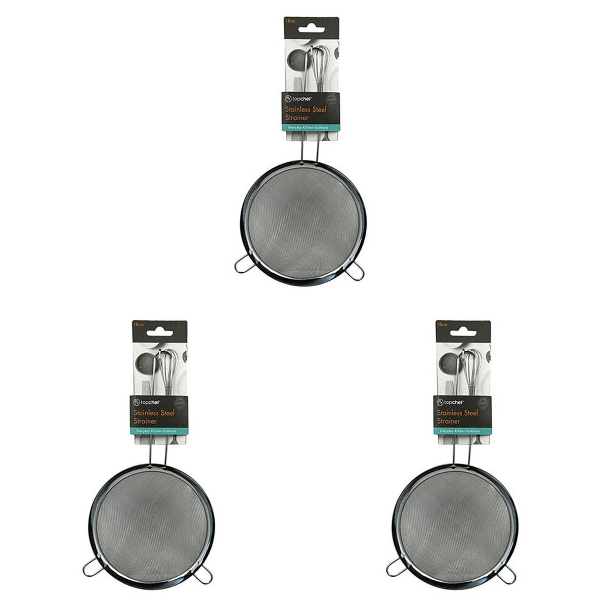 3PK Topchef Stainless Steel Large Strainer Sieve Kitchen Utensil 18cm ...