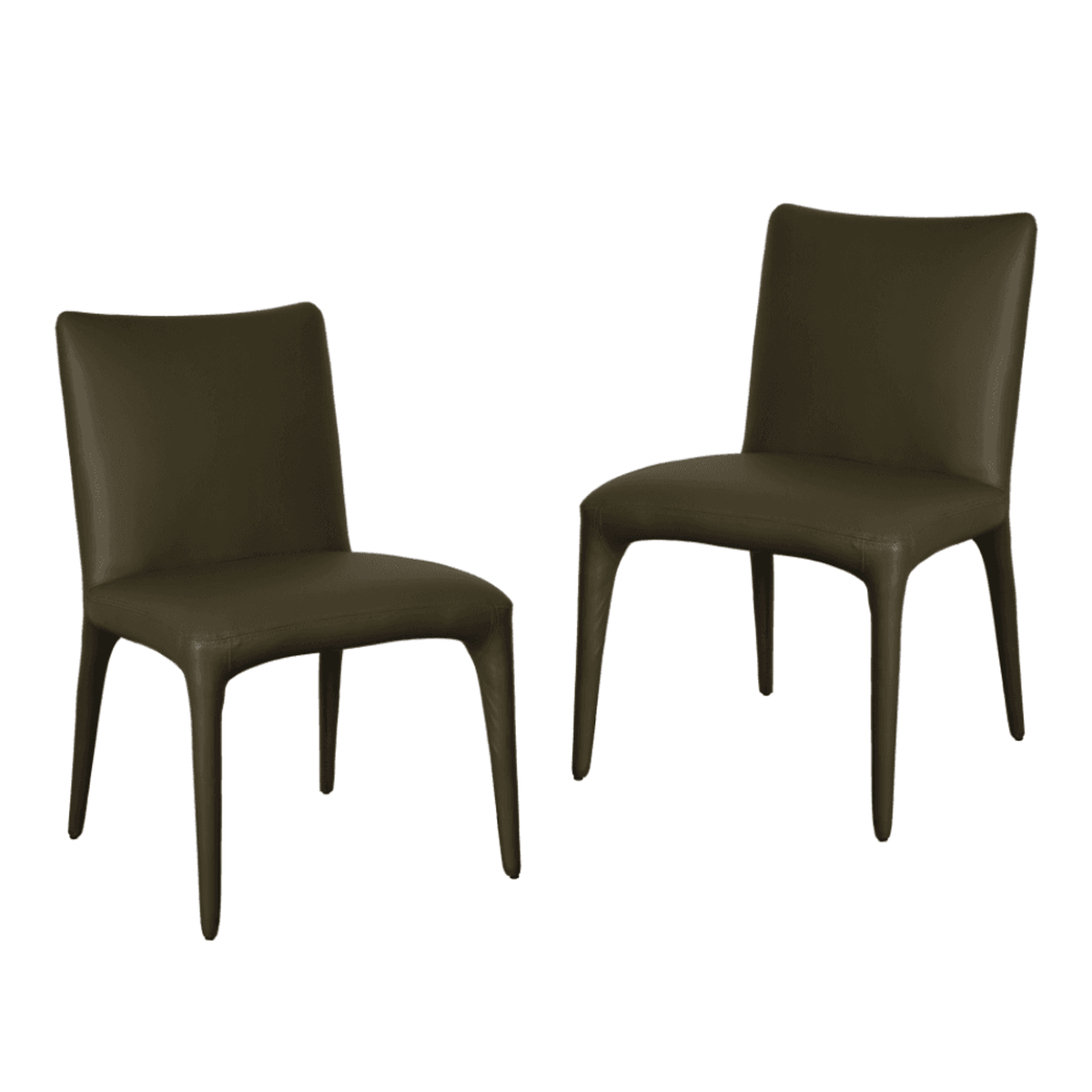 Set Of 2 Ludo Modern Eco Leather Kitchen Dining Chair - Olive ...