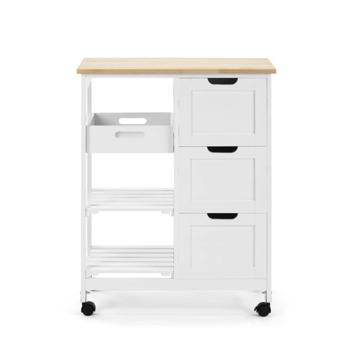 Mobile Kitchen Trolley Drinks Caddy 3 drawers 2 shelves white and ...