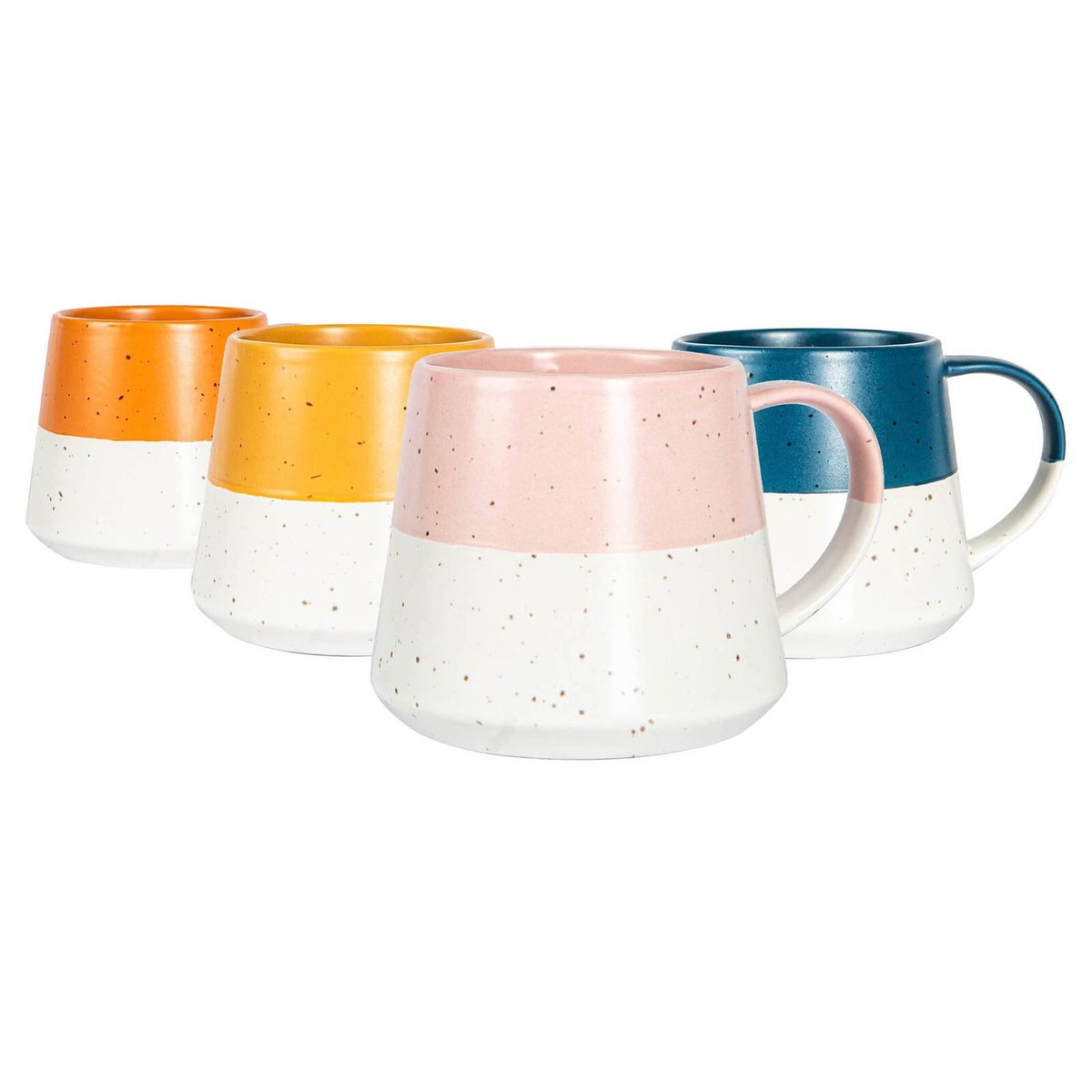 Nicola Spring 4pc Dipped Flecked Stoneware Belly Mugs Set - 370ml ...