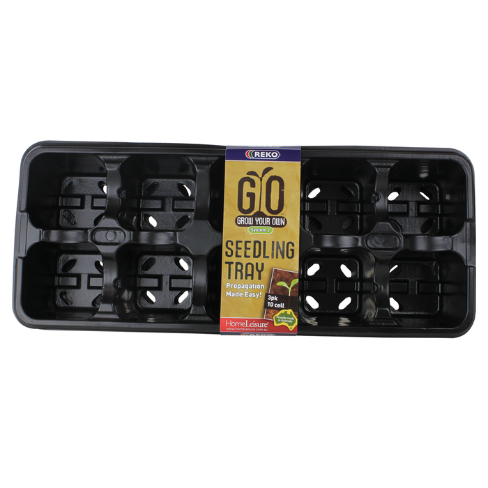 REKO 10-Cell Black Grow Your Own Seedling Tray - 3 Pack - 10 Cell ...