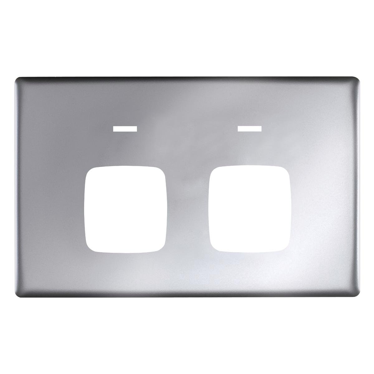 HPM LINEA Double Autoswitch Powerpoint Coverplate - Matt Silver ...