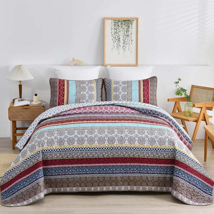 The Bed Linen Multicolor Bohemian Coverlet Set-Quilted Bedspread-King - Bunnings Australia