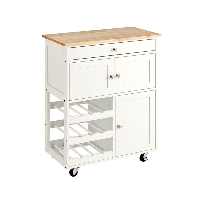 Costway Kitchen Island Trolley Wood Dining Cart Counter - Bunnings ...