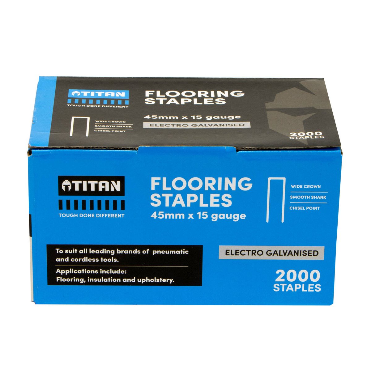 Titan 15G x 45mm Electro Galvanised Collated Flooring Staples - Pack of ...