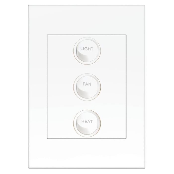 HPM VIVO 3 Gang Fan / Light / Heat Switch - 3 Gang - Bunnings Australia