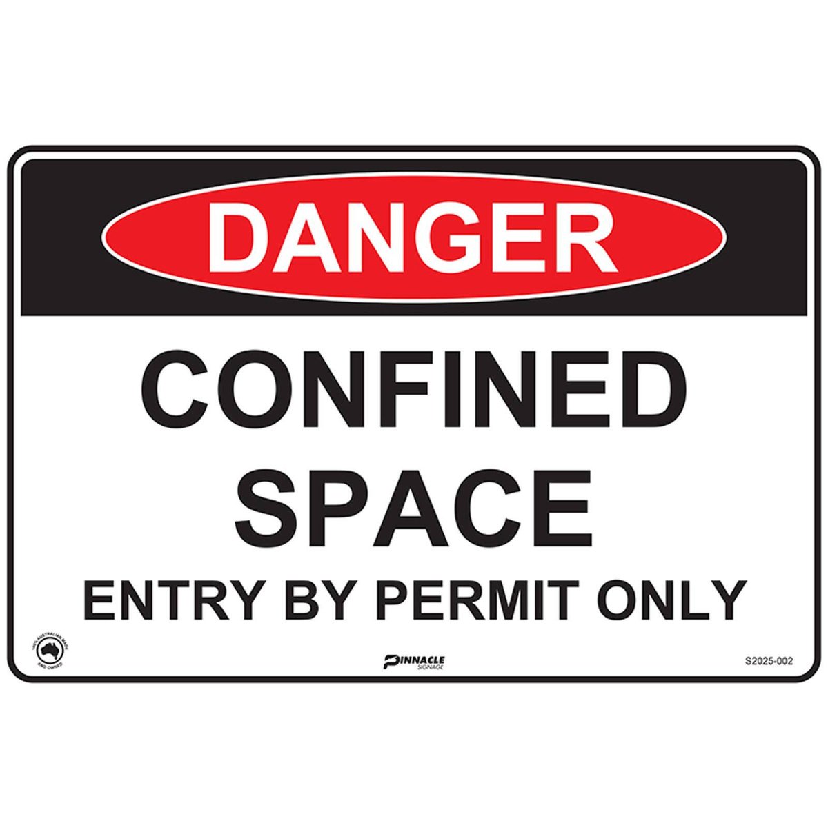 Pinnacle 600 x 400mm Metal Danger Confined Space Entry Permit Sign ...