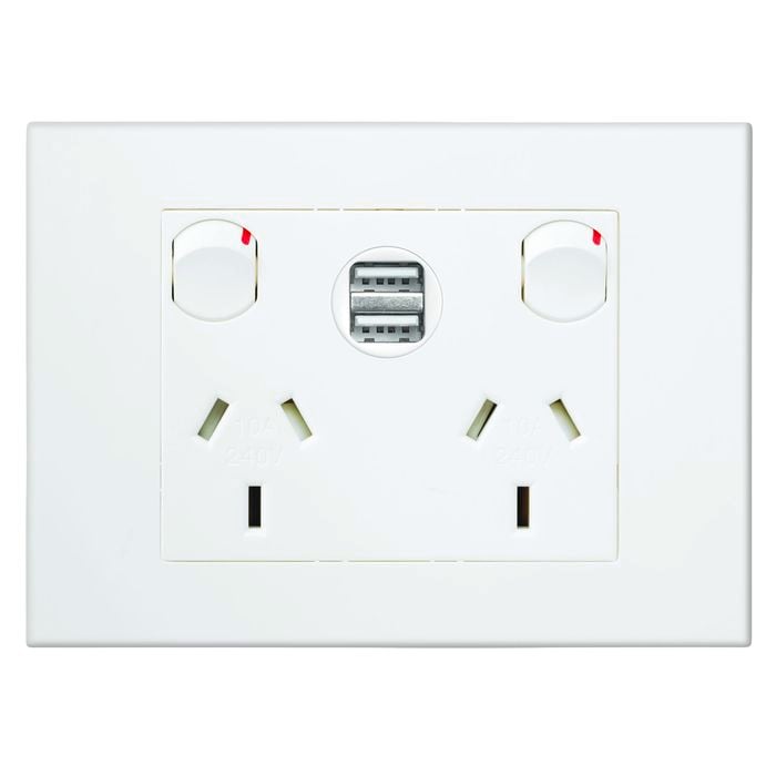 HPM VIVO Double Powerpoint With Double USB Port - White - Bunnings ...