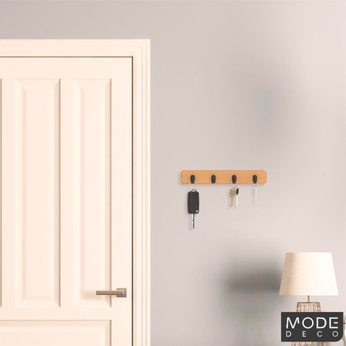 MODE 4 Black Hooks On Bamboo Board Key Rack - Bunnings Australia