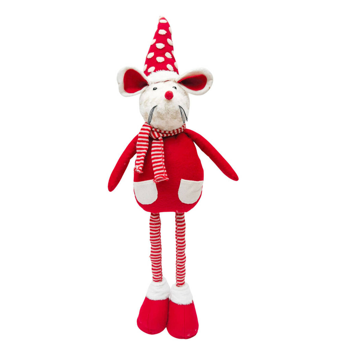 Urban Mouse with Pockets Standing Christmas Decoration 1m Red/White ...