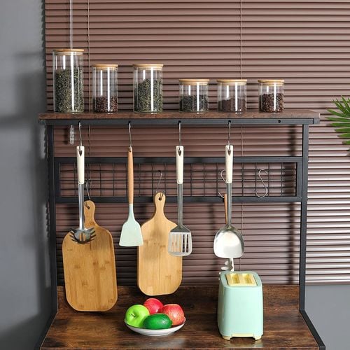 Viviendo Kitchen Bakers Rack with Storage Shelves Microwave Oven ...