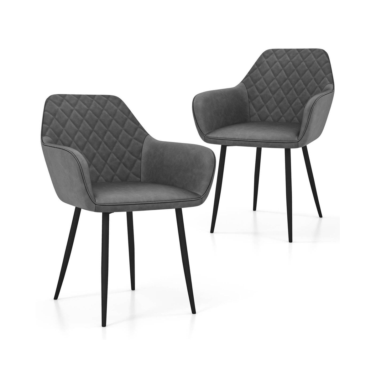 Costway 2PCS Dining Chairs Ergonomic Lounge Chairs Upholtered Armchiars ...