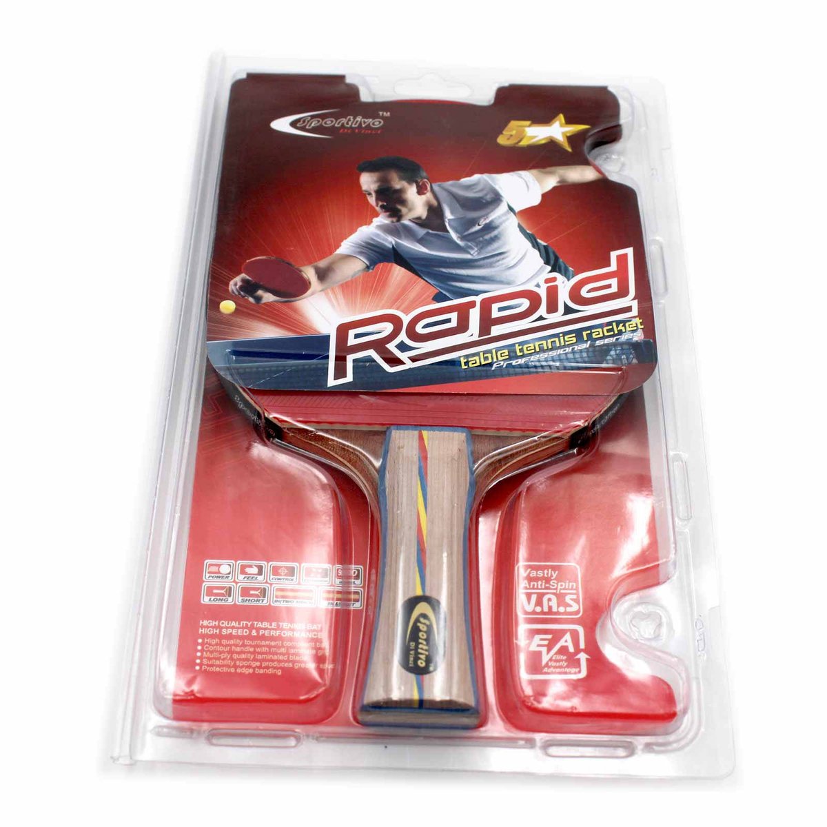 Sportivo Di Vinci 5 stars Rapid table tennis racket, Professional ...