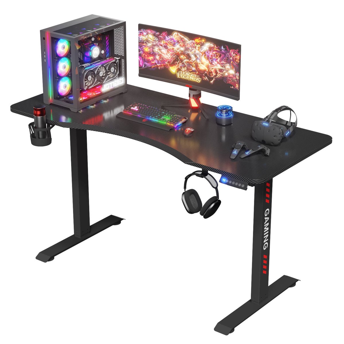 Advwin Electric Gaming Standing Desk 120cm Carbon Fiber Desktop Height ...