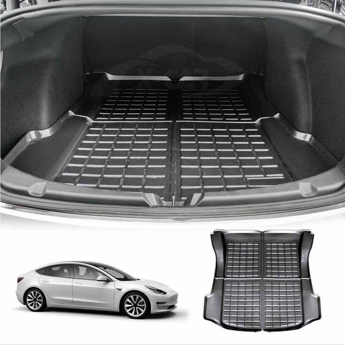 Carbon Fiber Texture Boot Liner for Tesla Model 3 2017-2022 Rear Cargo ...