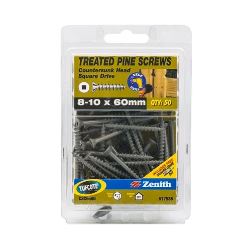 Zenith 8 - 10 x 60mm Treated Pine Countersunk Head Screws - 50 Pack - Bunnings Australia
