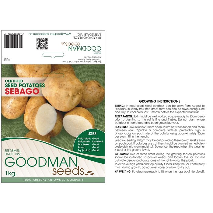 1kg Sebago Potato Seed - Solanum tuberosum - Bunnings Australia