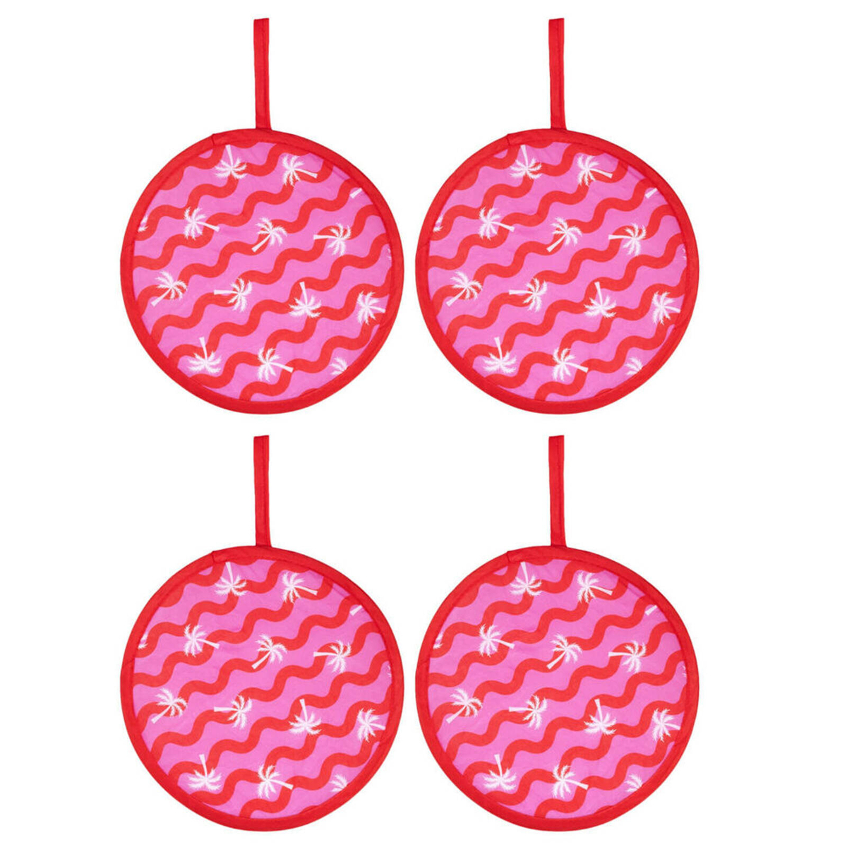 4PK Splosh Summer Waves Handheld Foldable Twist Fan 21cm Round Portable ...