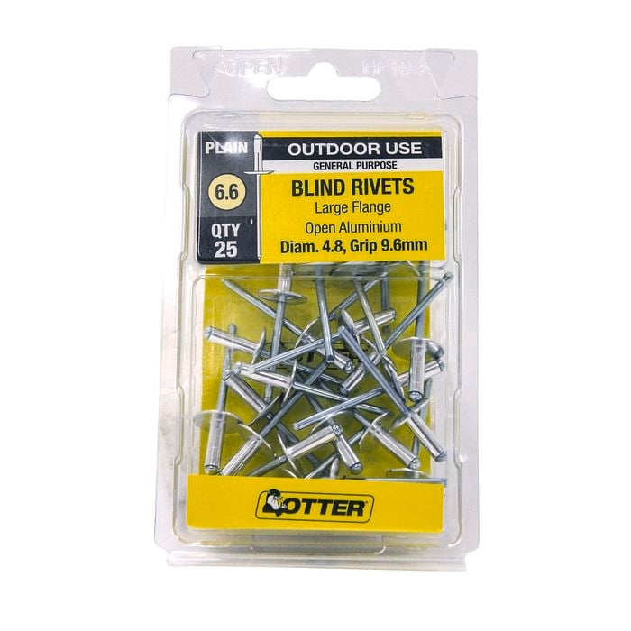Otter 4.8 x 9.6mm Large Flange Aluminium Rivets - 25 Pack - Bunnings ...