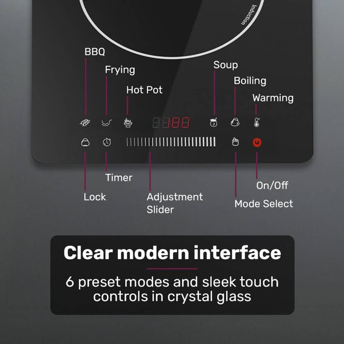 EUROCHEF Induction Cooktop, 2000W, 9 Heat Levels, Fast Electric ...