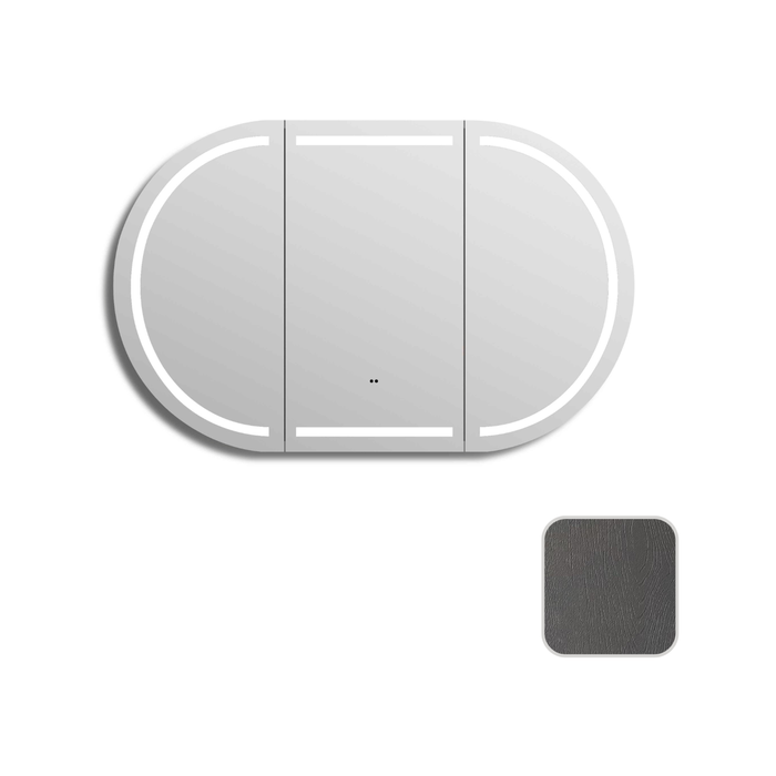 Attica 1200 x 750mm LED Oval Black Oak Shaving Cabinet - Bunnings Australia