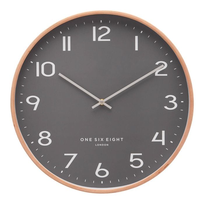 One Six Eight London OLIVIA Grey 53cm Silent Wall Clock - Bunnings ...