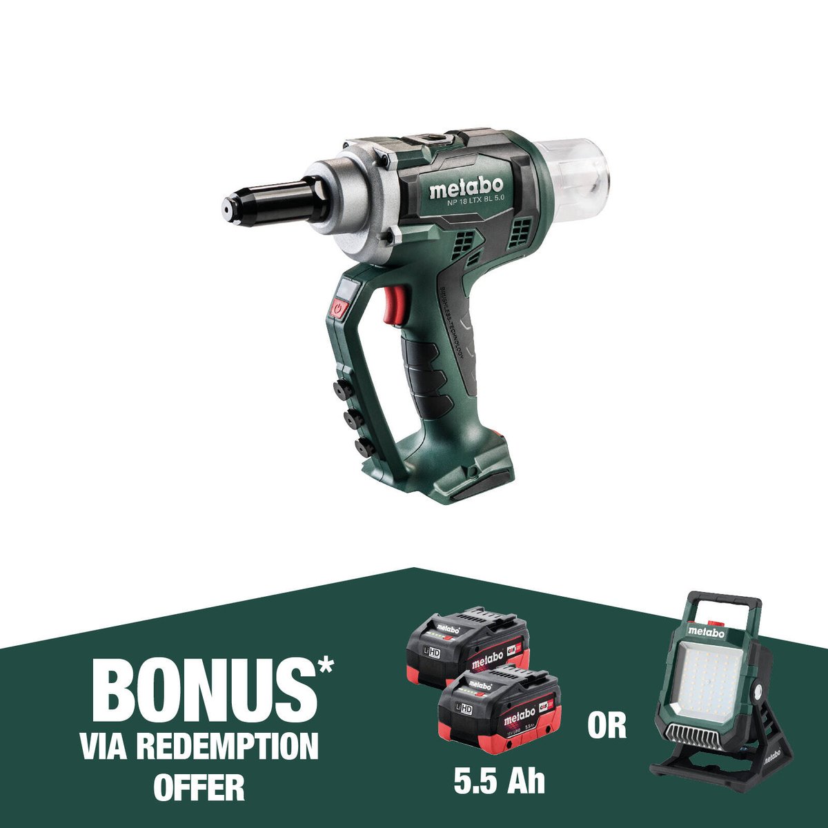 Metabo 18V Blind Rivet Nut Gun - Skin Only - Bunnings Australia