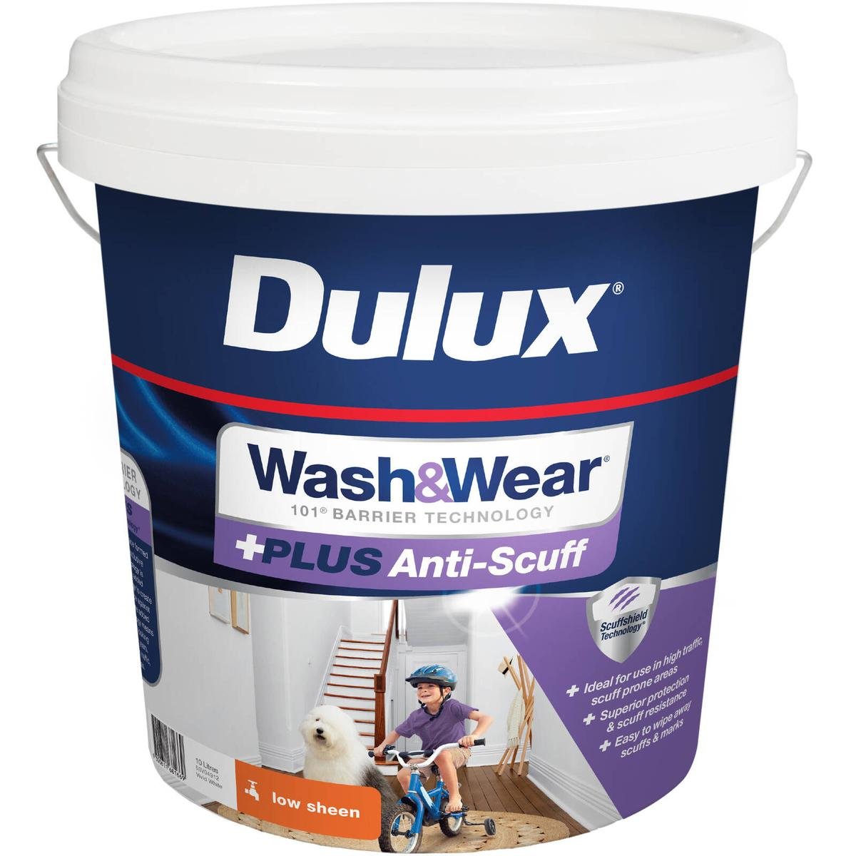 Dulux Wash&Wear +Plus Anti Scuff Vivid White Low Sheen Interior Paint ...