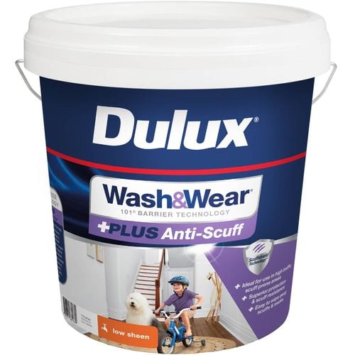 Dulux Wash&Wear +Plus Anti Scuff Vivid White Low Sheen Interior Paint ...