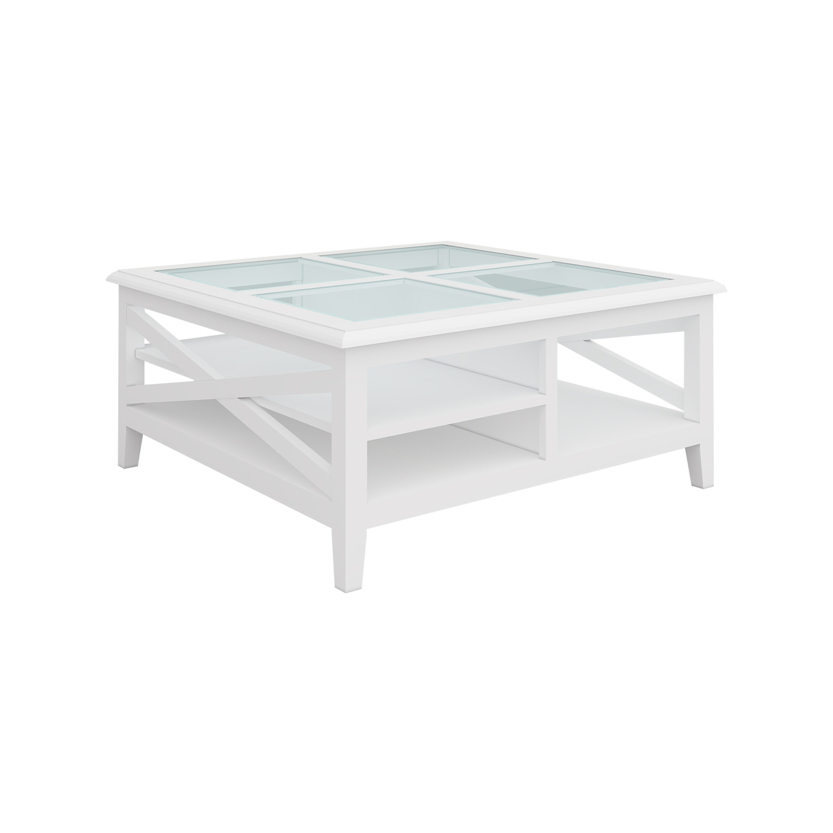 Daisy Coffee Table 100cm Glass Top Solid Acacia Wood Hampton Furniture ...