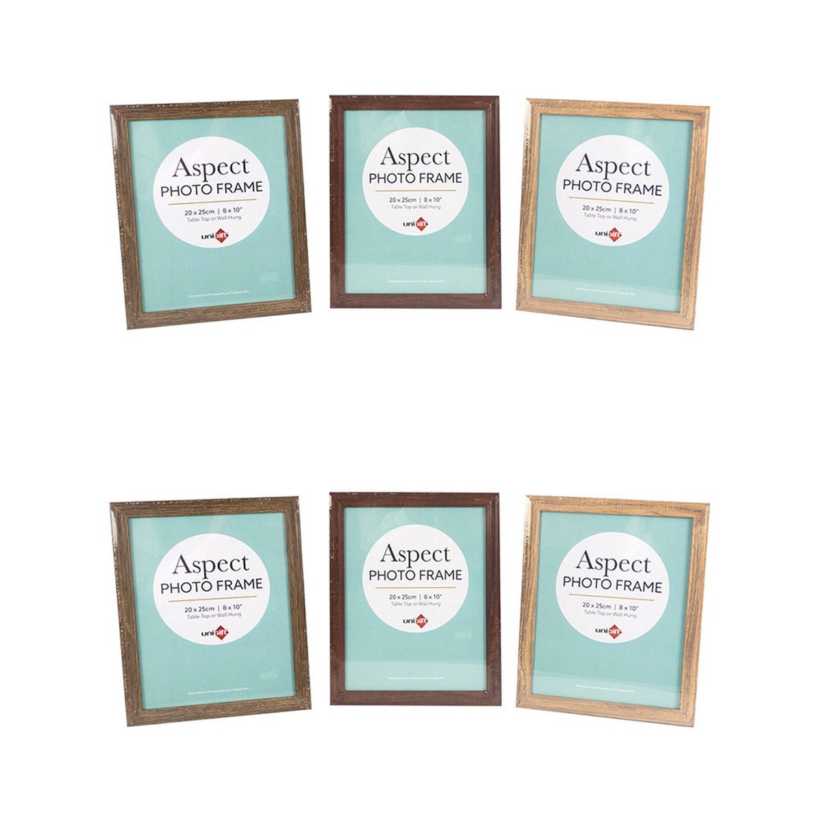 6PK Unigift Aspect 20x25cm MDF/Glass Picture Frame - Assorted ...