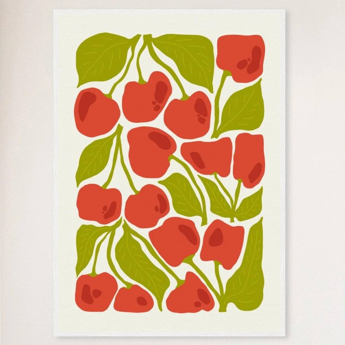 Galrie Vibrant Cherry Print Wall Art from Abstract Fruit Collection for ...