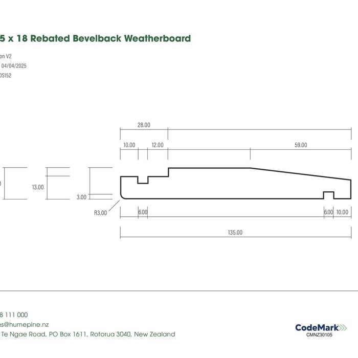 135 x 18mm 2.7m Pineclad Rebated Bevel Back Weatherboard Finger Jointed ...