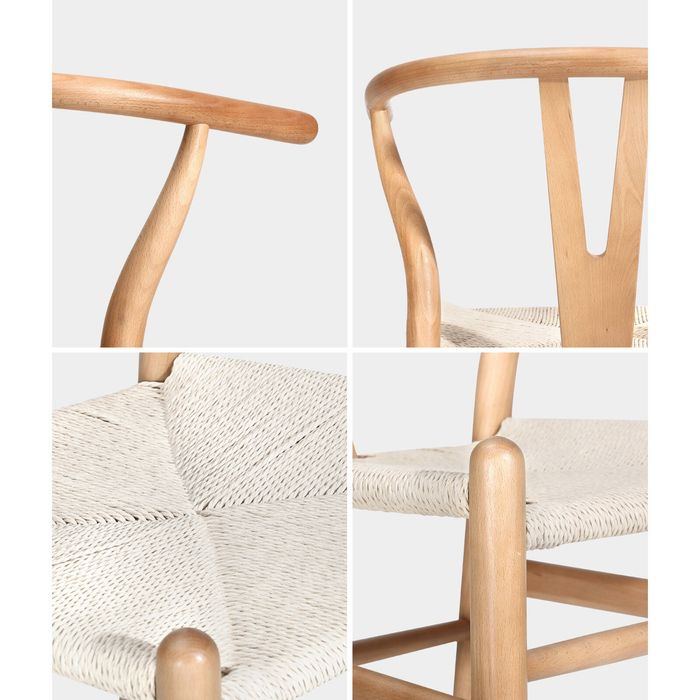 Oikiture 4x Dining Chair Wooden Hans Wegner Chair Wishbone Cafe Lounge ...