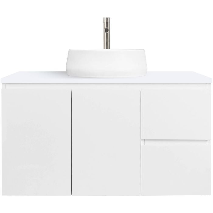 CIBO 900mm White Nordic Wall Hung Bathroom Vanity with White Matte Pod ...
