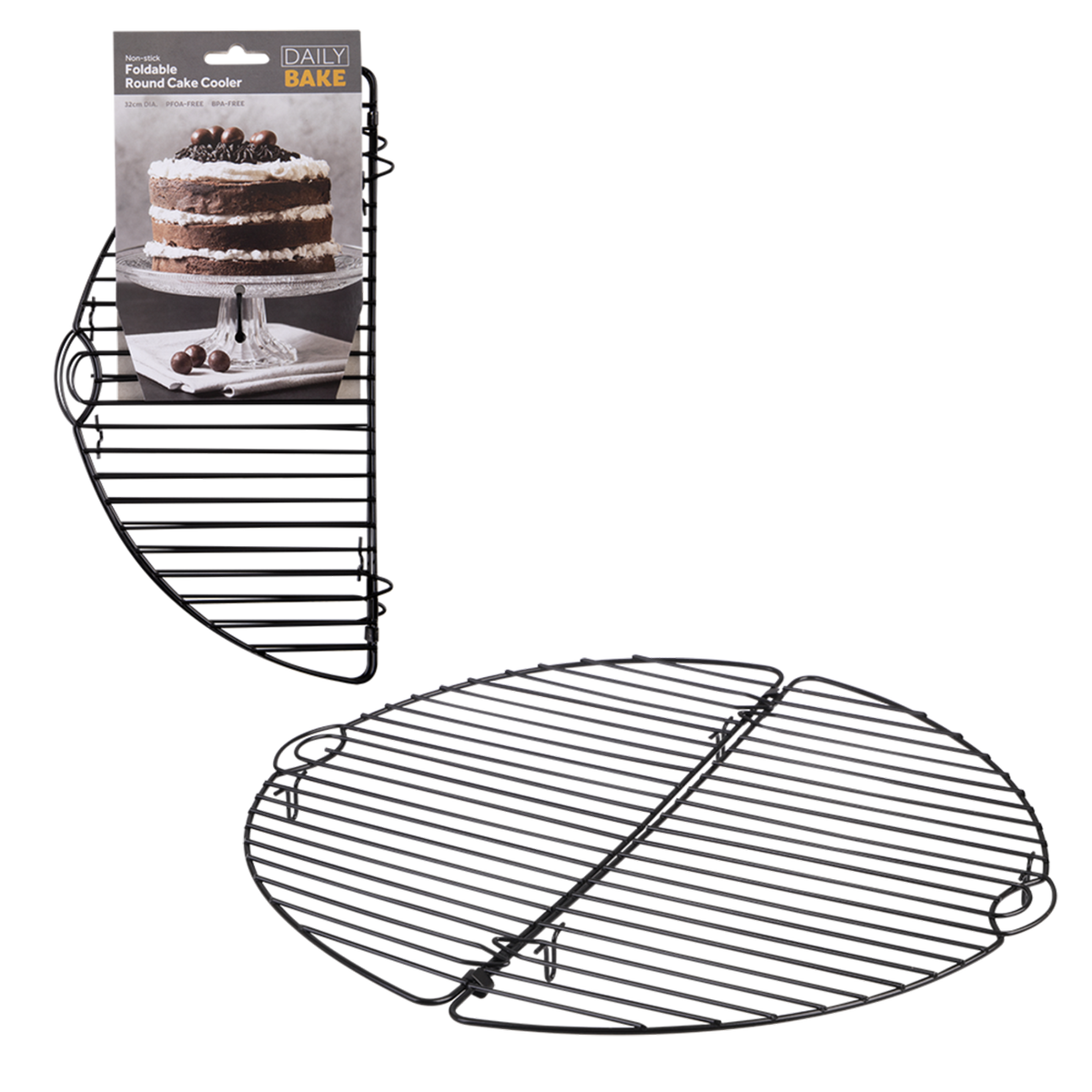 Daily Bake Non-Stick Foldable Round Cake Cooler 32cm - Bunnings Australia