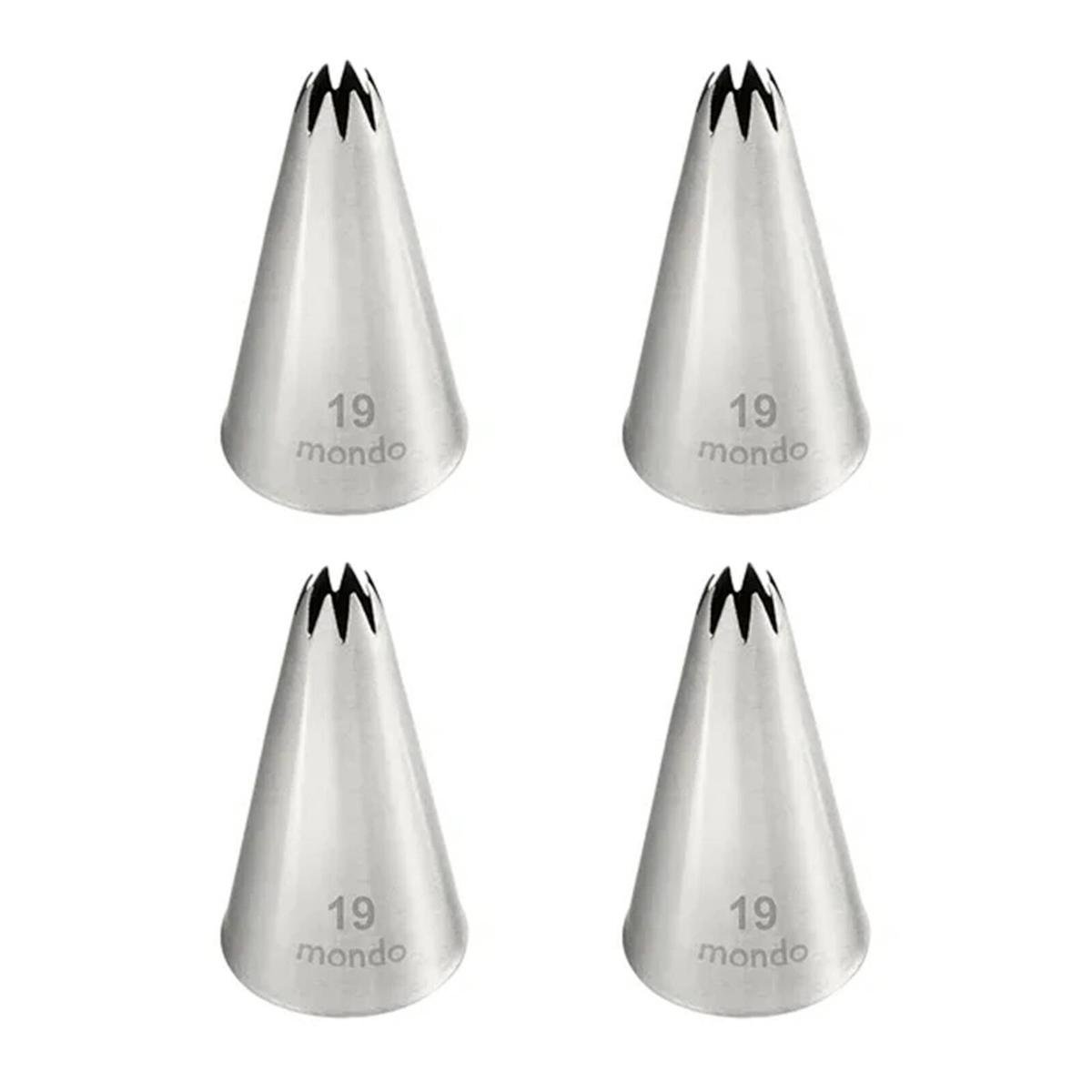 4PK Mondo Stainless Steel #19 Star Piping Tip - Silver - Bunnings Australia