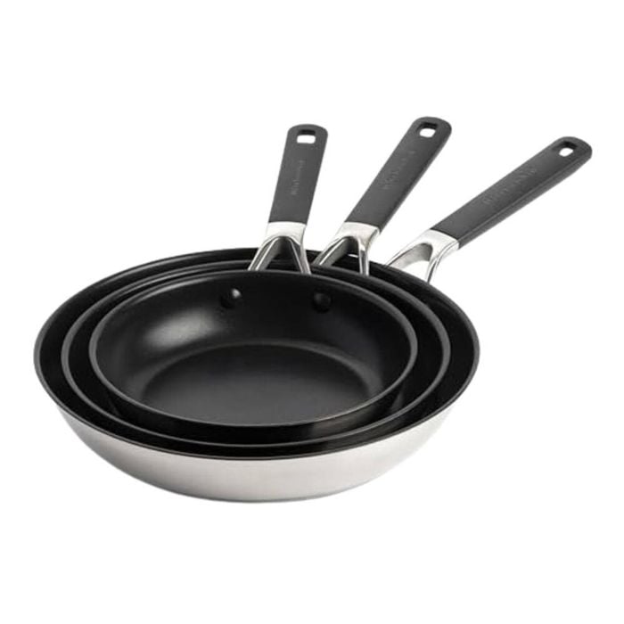 3pc KitchenAid Classic Stainless Steel Frying Pan Set - Bunnings Australia