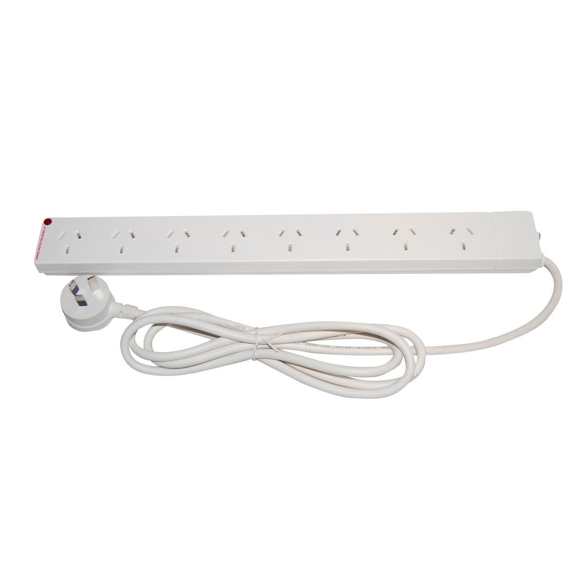 HPM Surge Protected 8 Outlet Powerboard White - Bunnings New Zealand