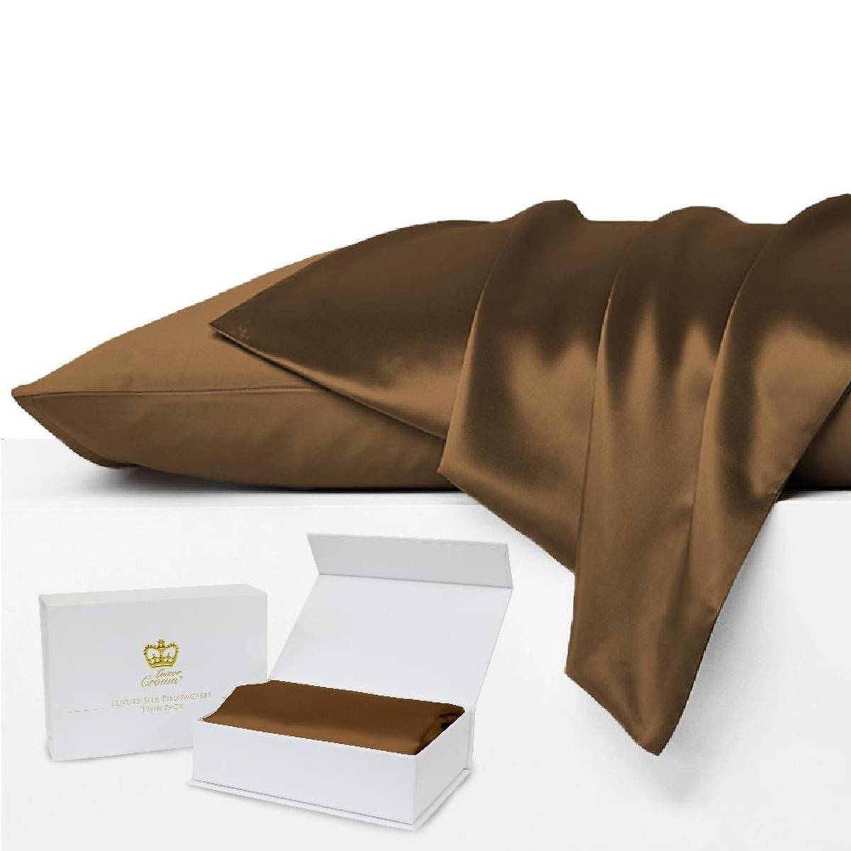 Luxor Crown CHOCOLATE Set of 2 Mulberry Silk Pillowcases - Bunnings ...