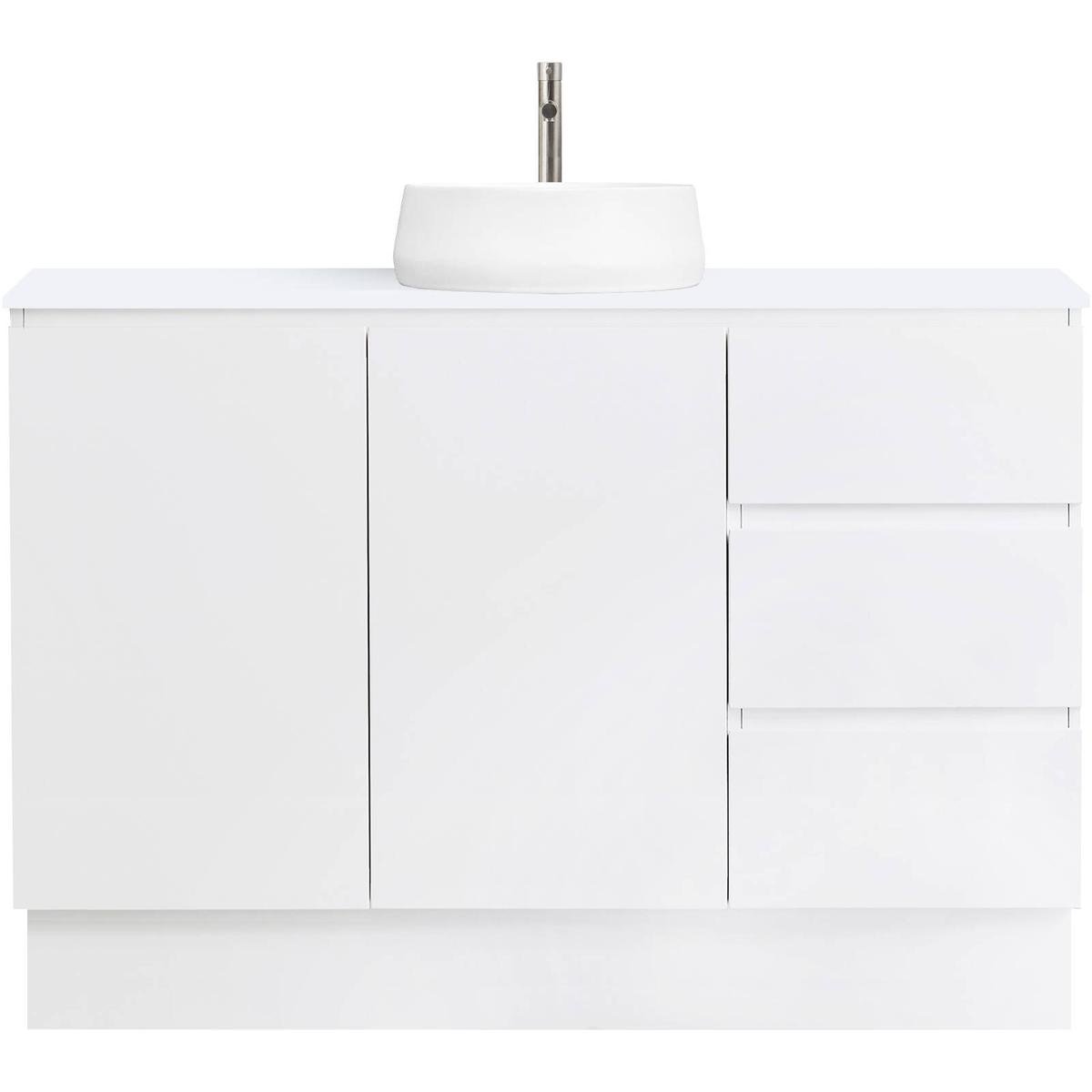 CIBO 1200mm White Nordic Full Height Bathroom Vanity With White Matte Pod Basin - White ...