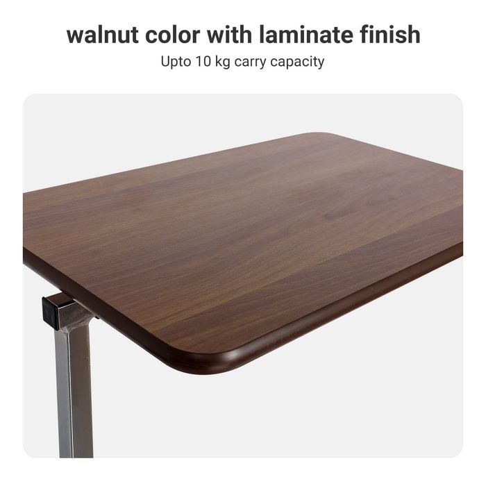 Altus Overbed Table Over Chair Bedside Height Adjustable Walnut Desktop ...
