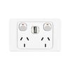 Deta Double Pole Double Power Point With 2.4A USB Charger - Bunnings ...