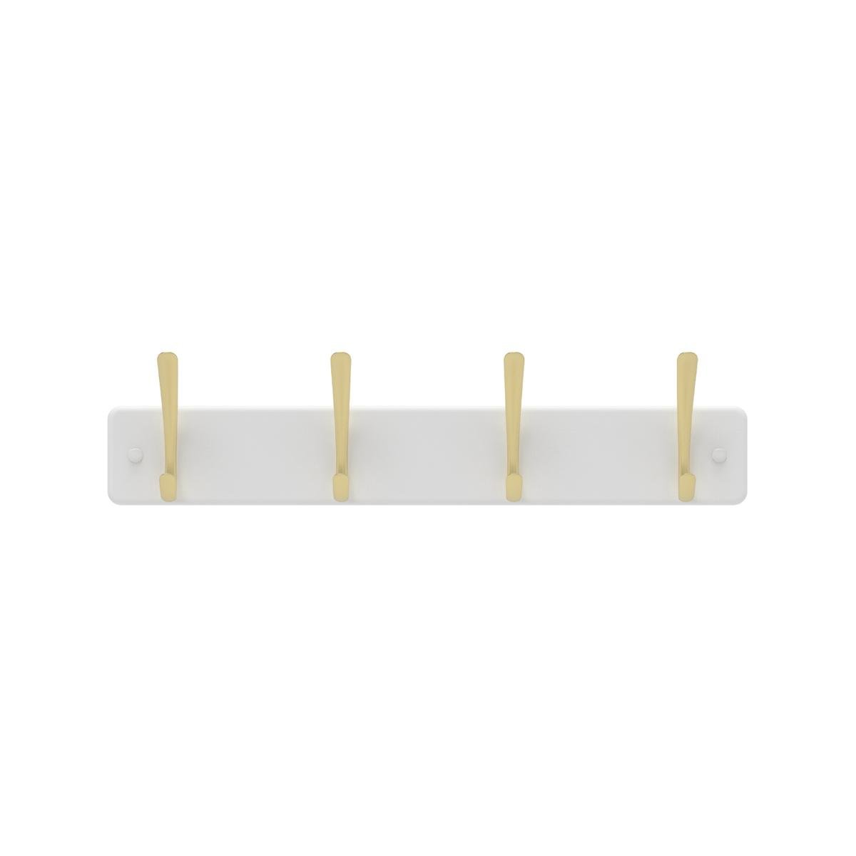 MODE 4 Brushed Brass Hooks on White Board Hat and Coat Rack - Bunnings ...