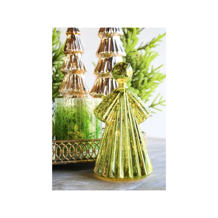 Glass 18.5cm Angel LED Candle Display Home Decor - Moss - Bunnings ...