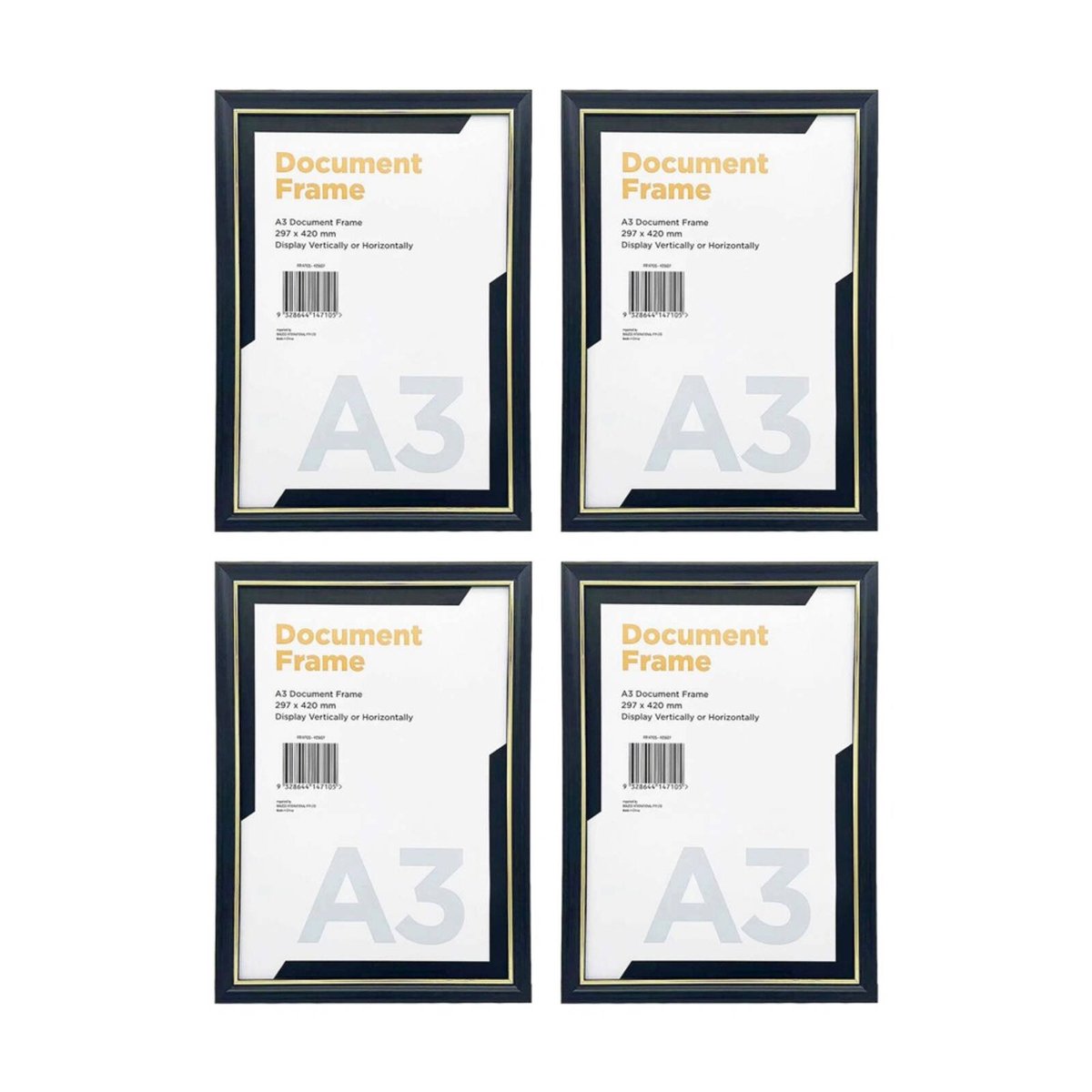 4PK Braz A3 Certificate Document Image Photo Frame 297x420mm Gold ...